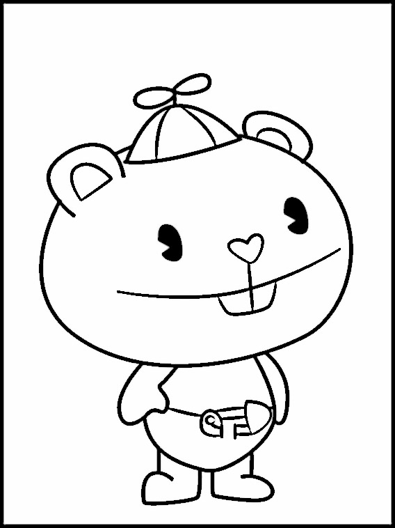 Easy coloring pages Happy Tree Friends 4online